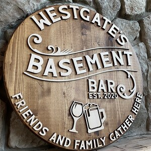 Personalized Bar Sign, Basement Bar Sign, Family & Friends Gather Here ...