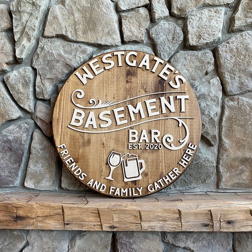 Personalized Bar Sign Basement Bar Sign Family & Friends - Etsy