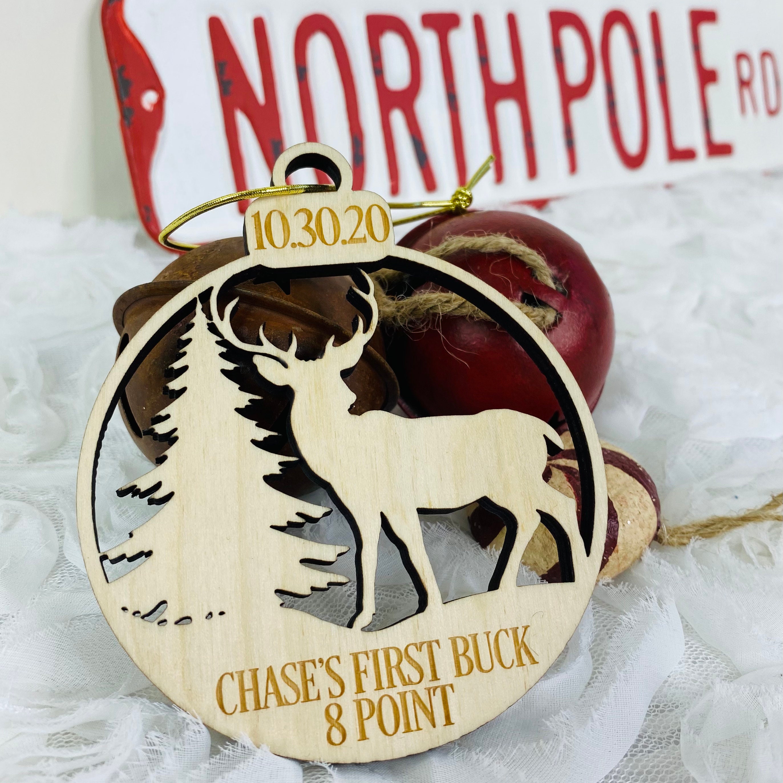 First Buck Christmas Ornament, Deer Ornament, Buck Ornament, Wood ...
