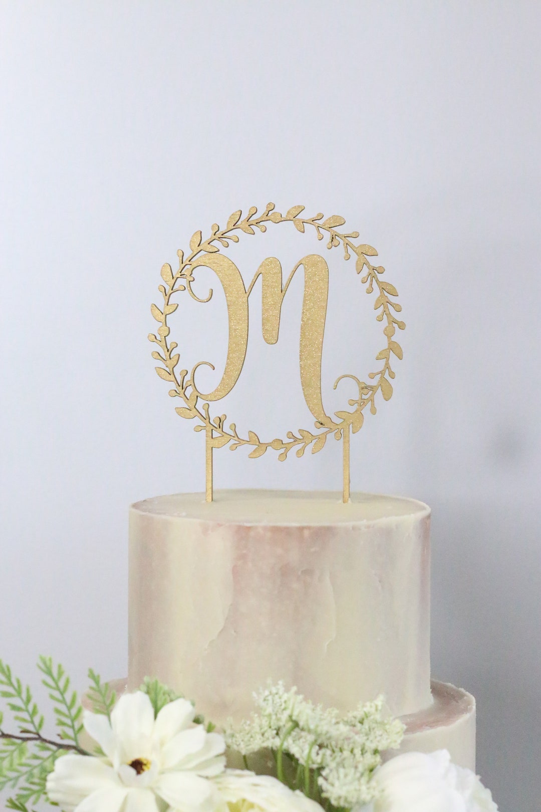 Initial Cake Topper, Personalized Wedding Cake Topper, Wreath Cake ...