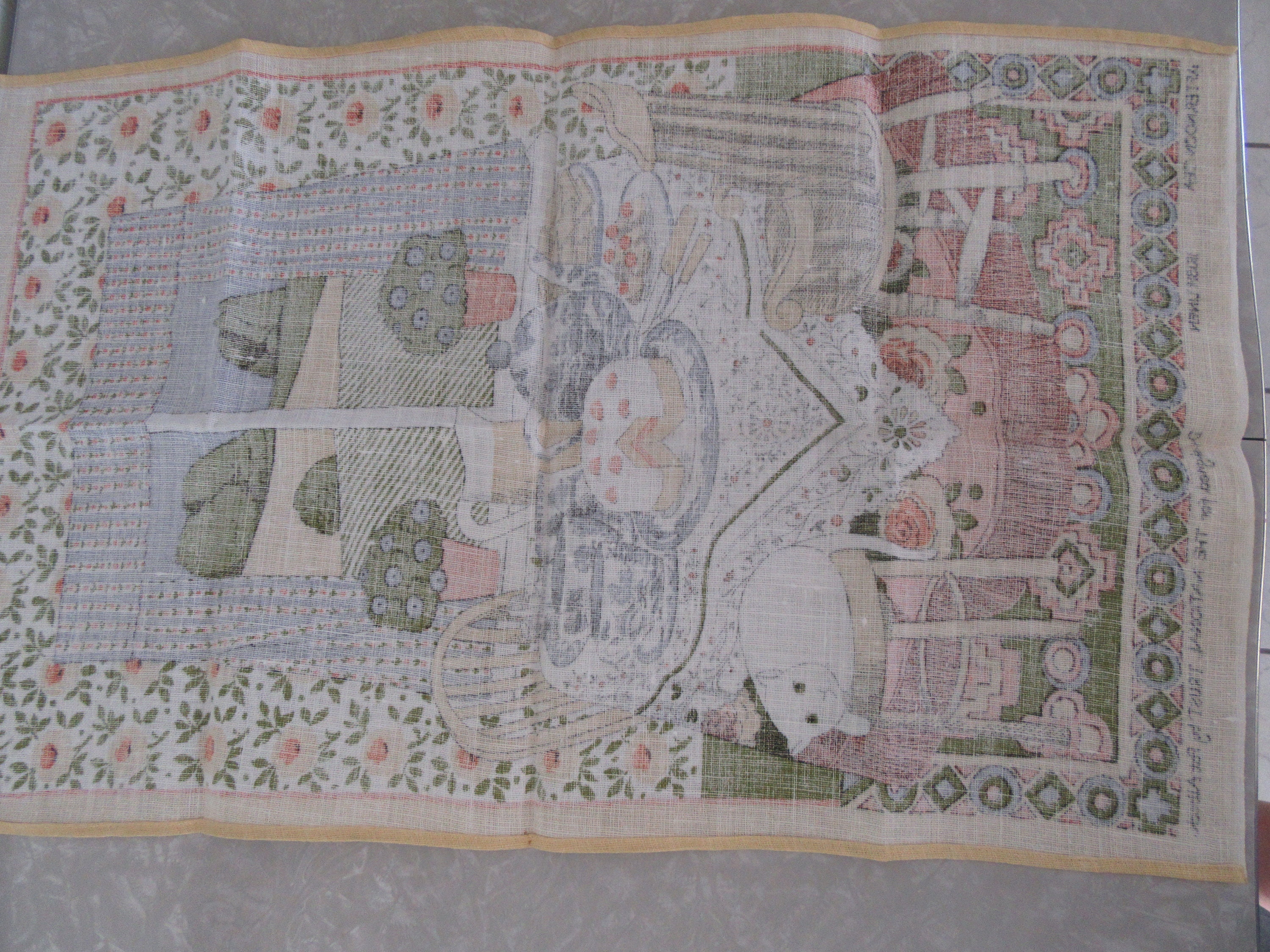 Vintage Irish Linen Tea Towel Designed for the National Trust by Pat ...