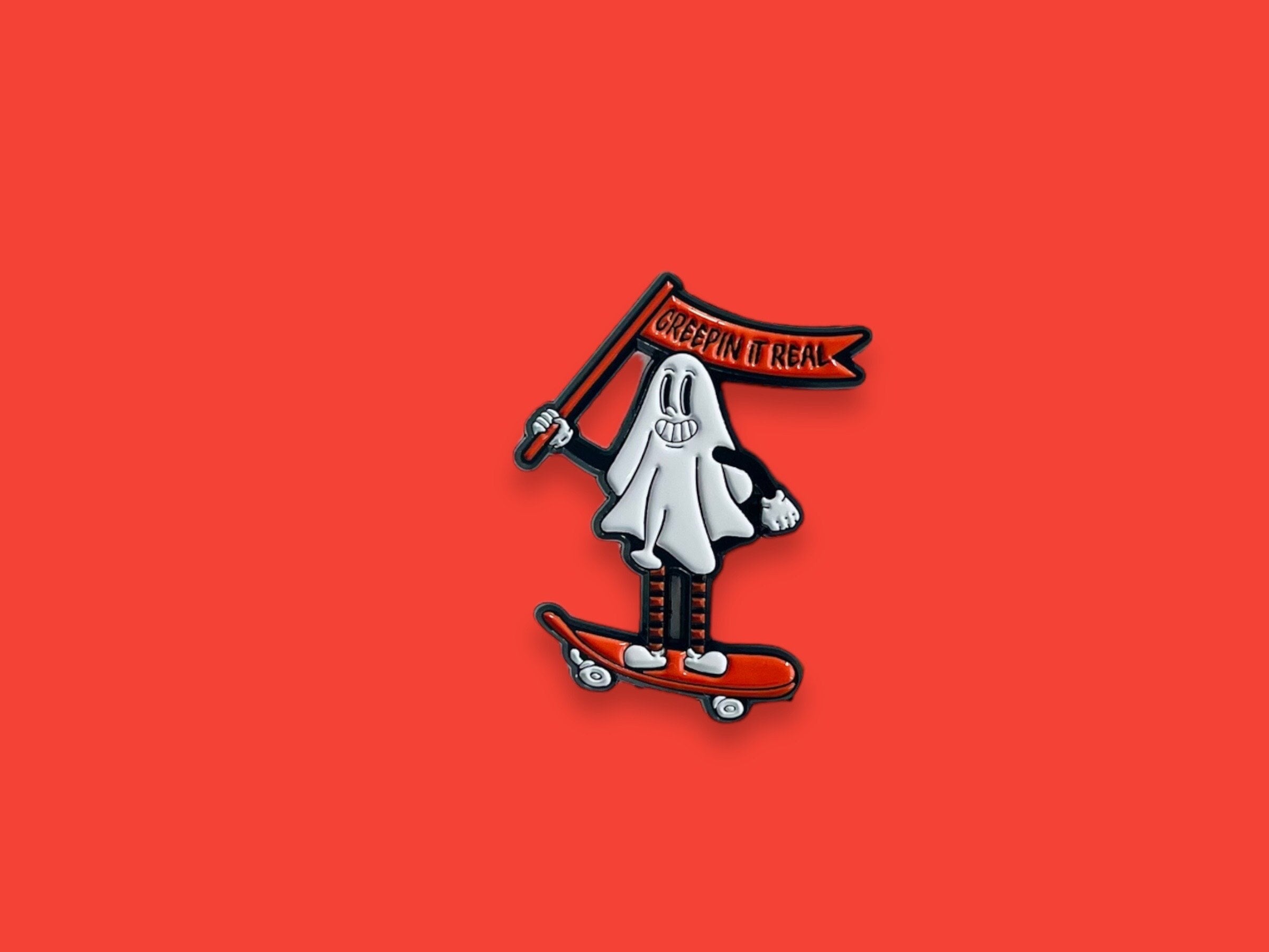 Creepin It Real Skater Ghost Enamel Pin - Funny Goth Skate Culture Pin ...
