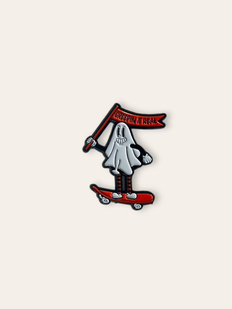 Creepin It Real Skater Ghost Enamel Pin - Funny Goth Skate Culture Pin ...