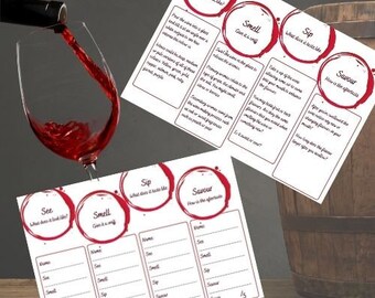Wine Tasting Notes Journal PDF Printable Download Template Sheet to ...
