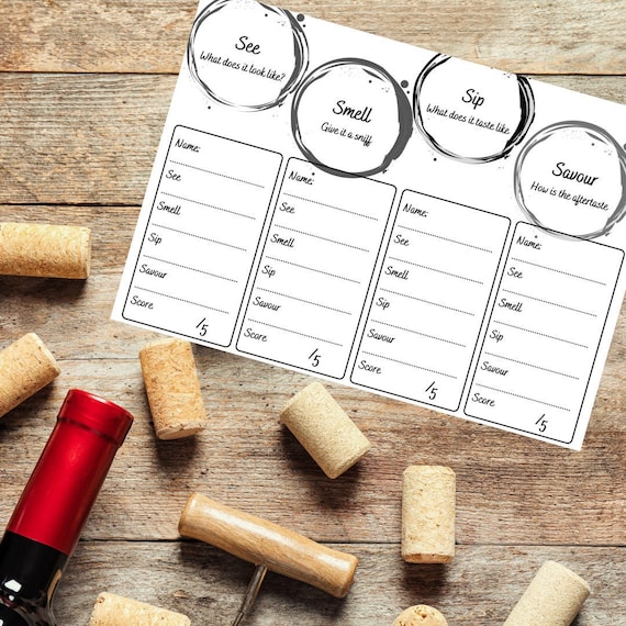 Printable Wine Tasting Notes | Etsy