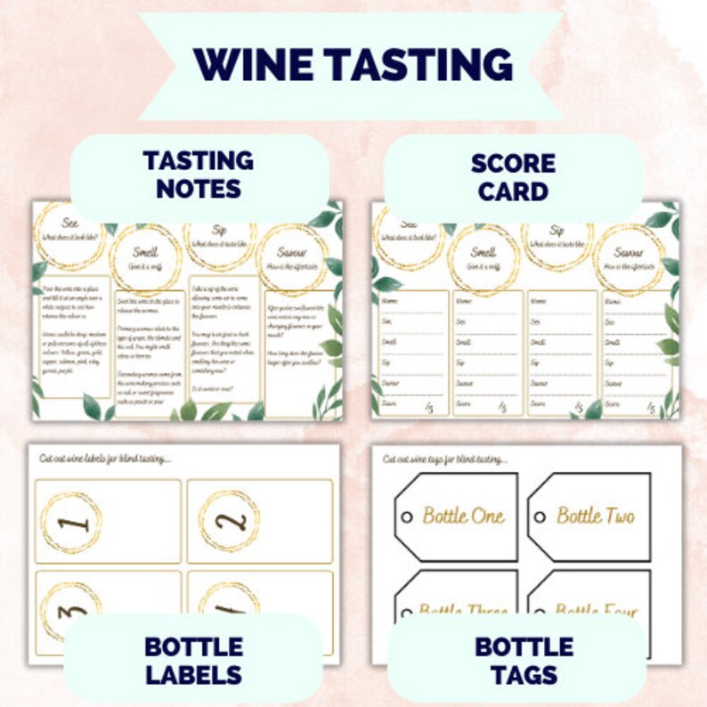 Wine Tasting Party Games, Scorecard & Signs - Etsy