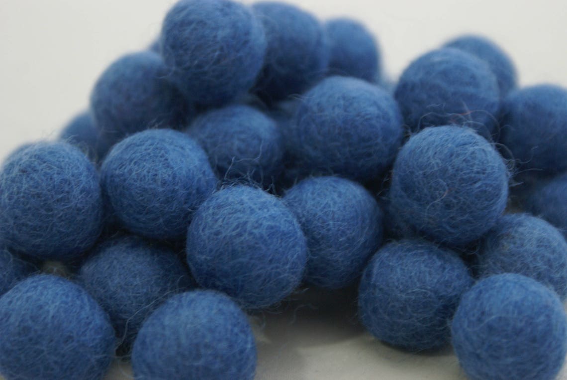 FELT BALL #29 Warm Blue; Sizes: 1cm, 1,5cm; 2cm, 3cm, 3,5cm, 4cm, 5cm ...