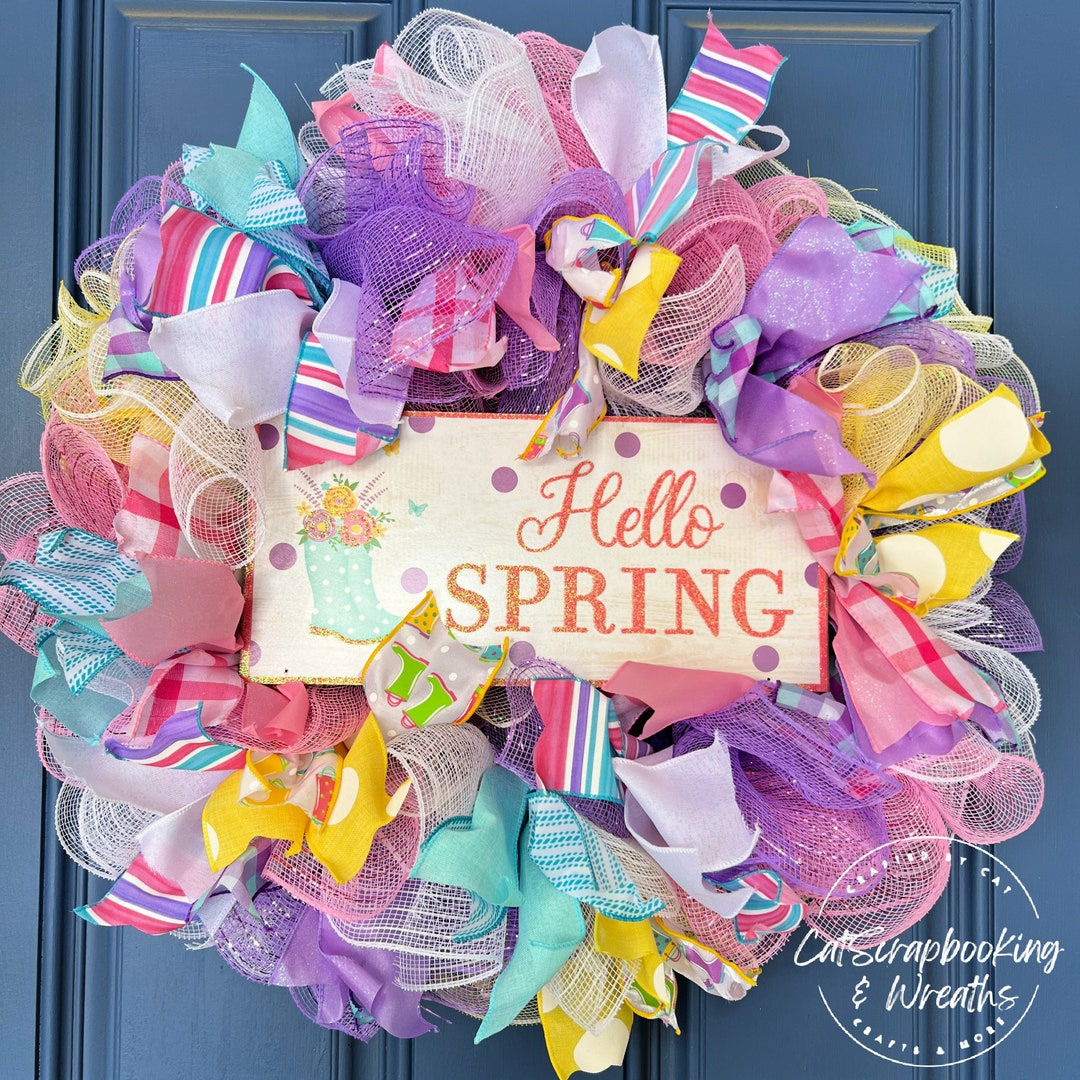 Hello Spring Wreath Spring Door Wreath Spring Wreath for Front Door ...