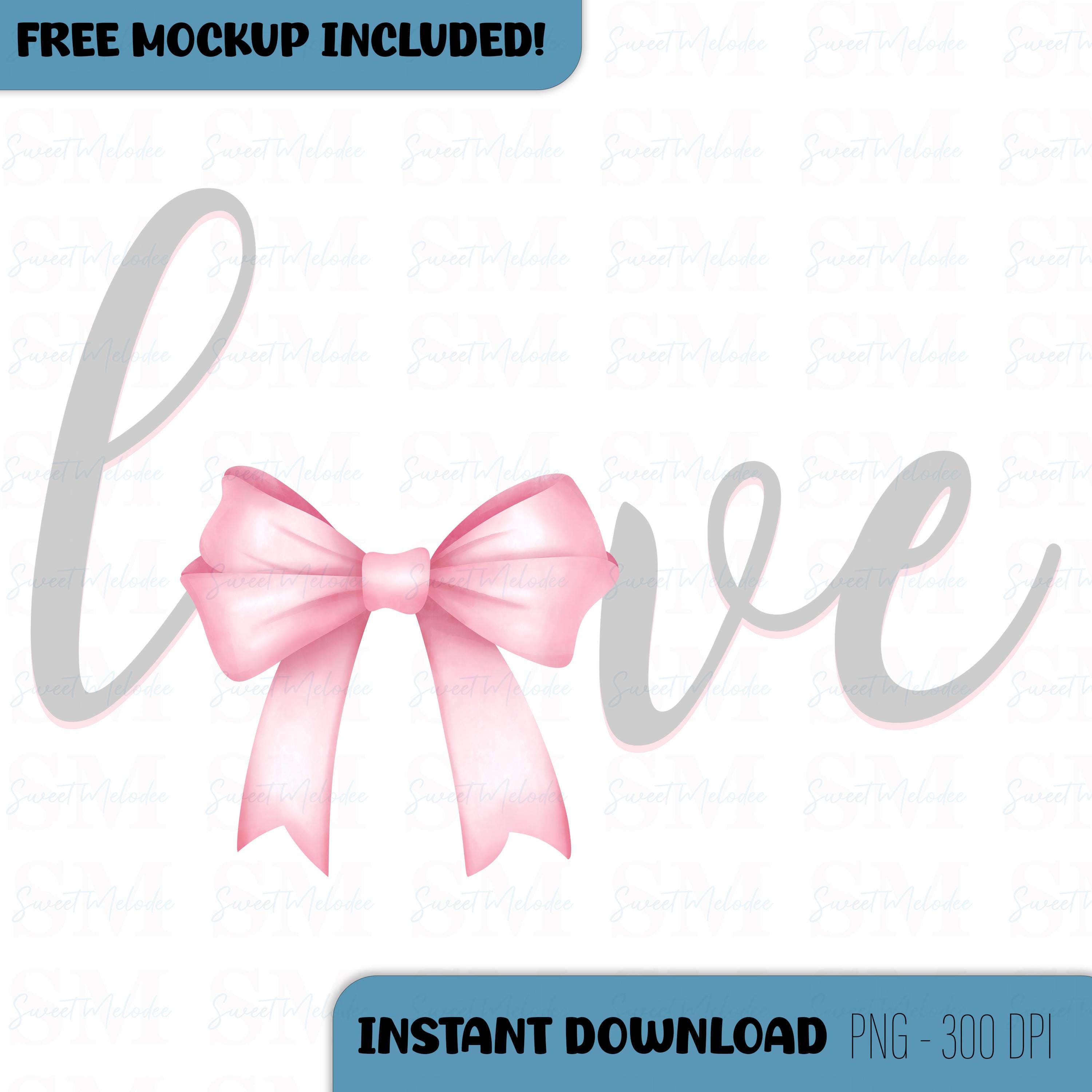 Pink Bow Love Word Art: Cursive PNG Clipart (digital Download) - Etsy