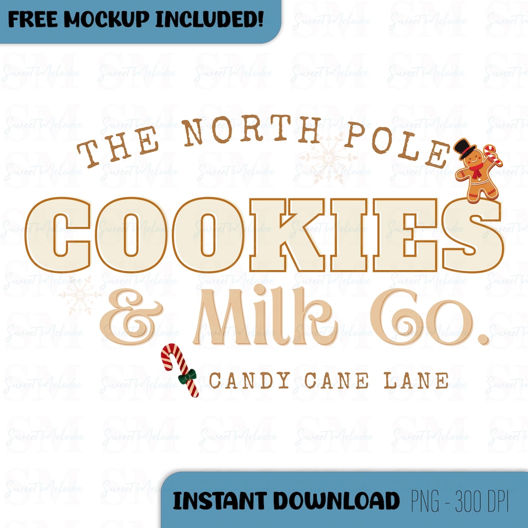 Christmas Cookies & Milk Co. PNG: Vintage Holiday Print (digital ...