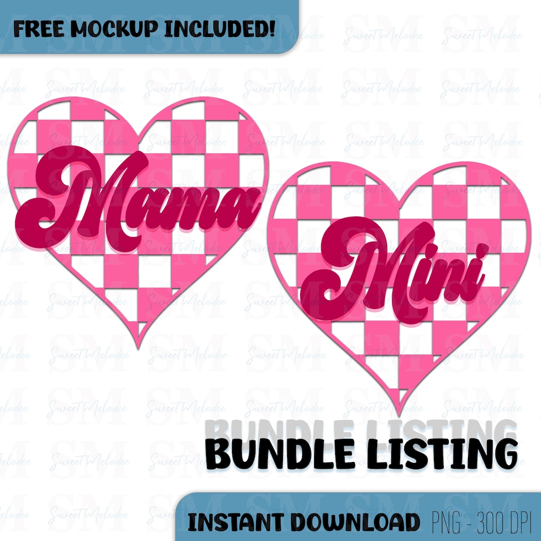Mama & Mini Pink Checkered Heart PNG Clipart (digital Download) - Etsy