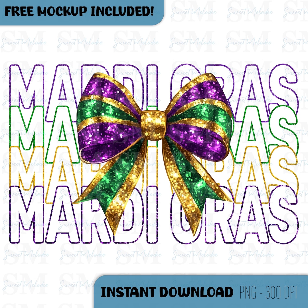 Mardi Gras Words With Bow PNG Design-new Orleans Style, Mardi Gras ...