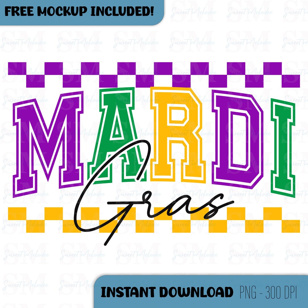 Checkered Mardi Gras PNG Design: New Orleans Style (digital Download ...