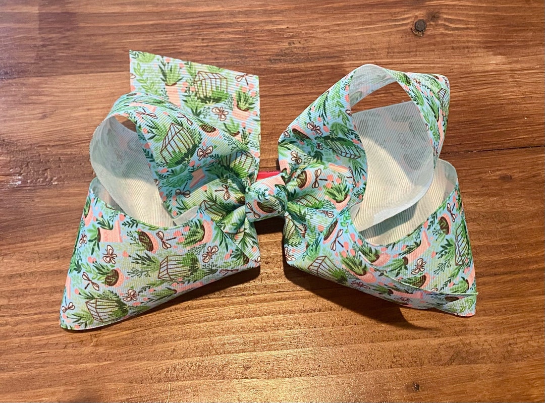 GARDEN GREENHOUSE Hair Bow Extra Large Boutique Garden Green House ...