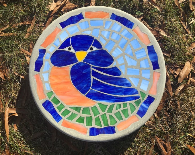 Disgruntled Bluebird Stepping Stone - Bluebird 14 Inch Round Mosaic ...