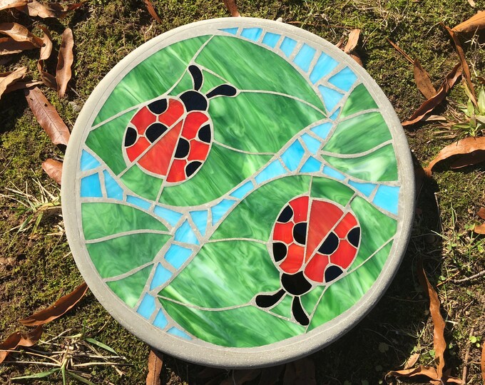 Ladybug Friends -stepping Stone 14 Inch Round Mosaic Yard and Garden ...
