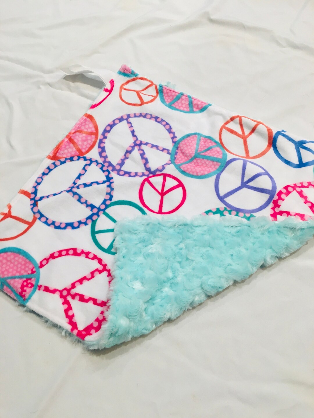 Peace Sign Lovey Blanket, Minky Stroller Blanket, Baby Shower Gift for ...