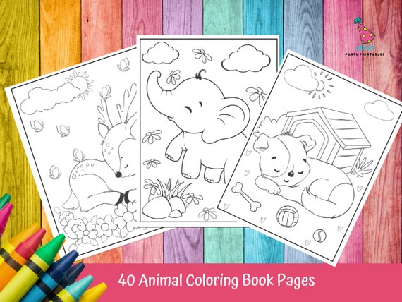 Animal Coloring Pages 40 Printable Color Pages Animal - Etsy