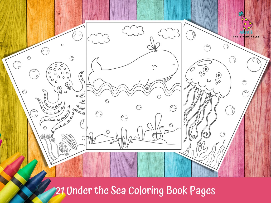 Under the Sea Coloring Pages, 21 Printable Color Pages, Ocean Life, Sea ...