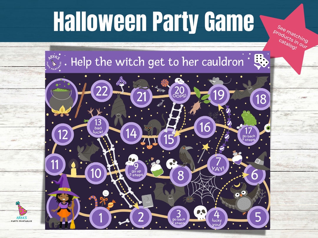 Halloween Board Game Printable, Witch Board Game, Board Game for Kids ...