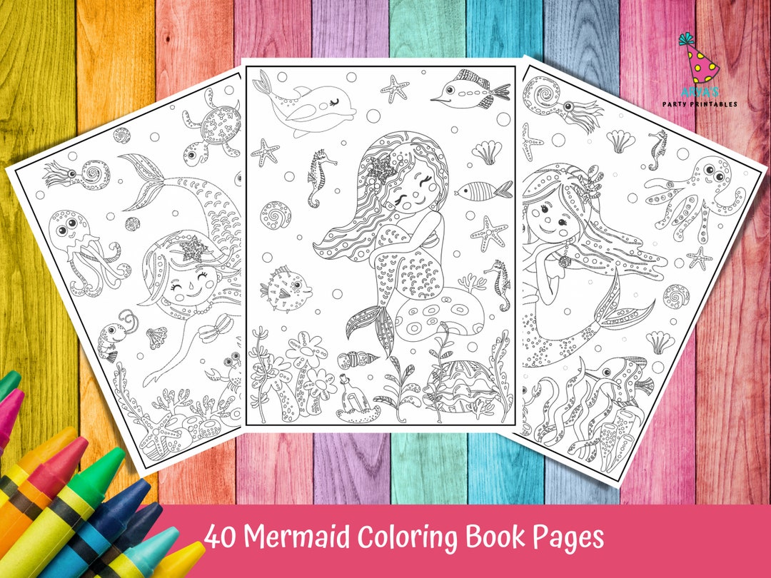 Mermaid Coloring Pages, 40 Printable Color Pages, Mermaid Kid's ...