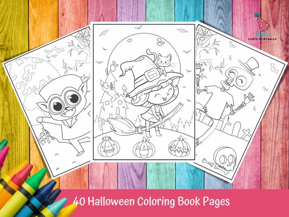 Halloween Coloring Pages 40 Printable Color Pages Halloween - Etsy