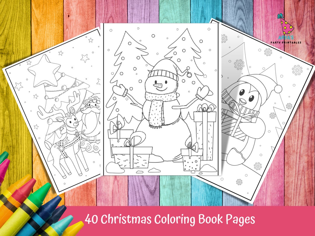 Christmas Coloring Pages, 40 Printable Color Pages, Christmas Kid's ...