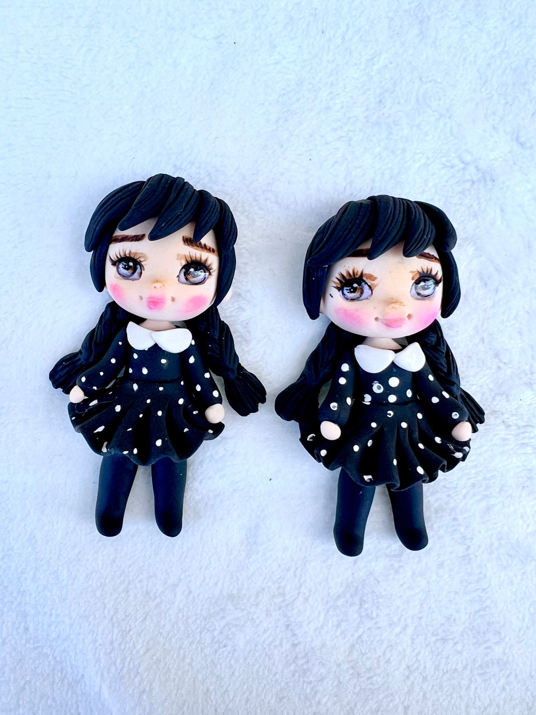 Girl With Black Dress Clay Center Wednesday Dolls Merlina - Etsy