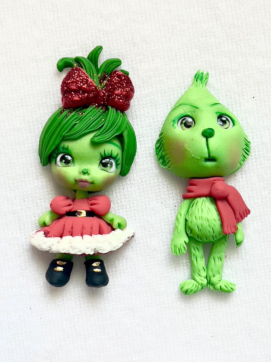 Christmas Clay Doll With Red Dress, Xmas Doll, Christmas Clay Center ...