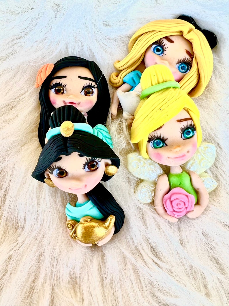 Princess Clay Dolls, Bow Center, Aplicasiones Para Monos, Pastas - Etsy