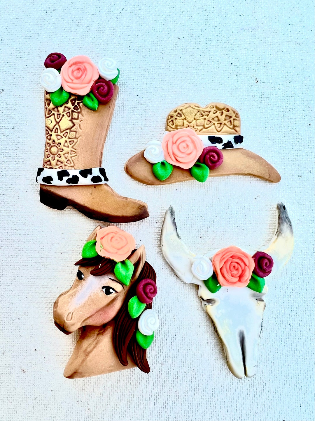 Western Clay Embellishments: Flat Backs, Cowgirl, Horse, Skull - Etsy