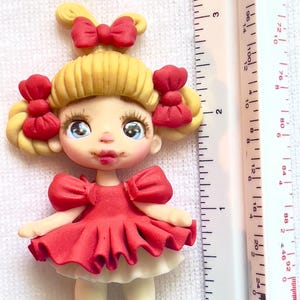 Christmas Clay Doll With Red Dress, Xmas Doll, Christmas Clay Center ...
