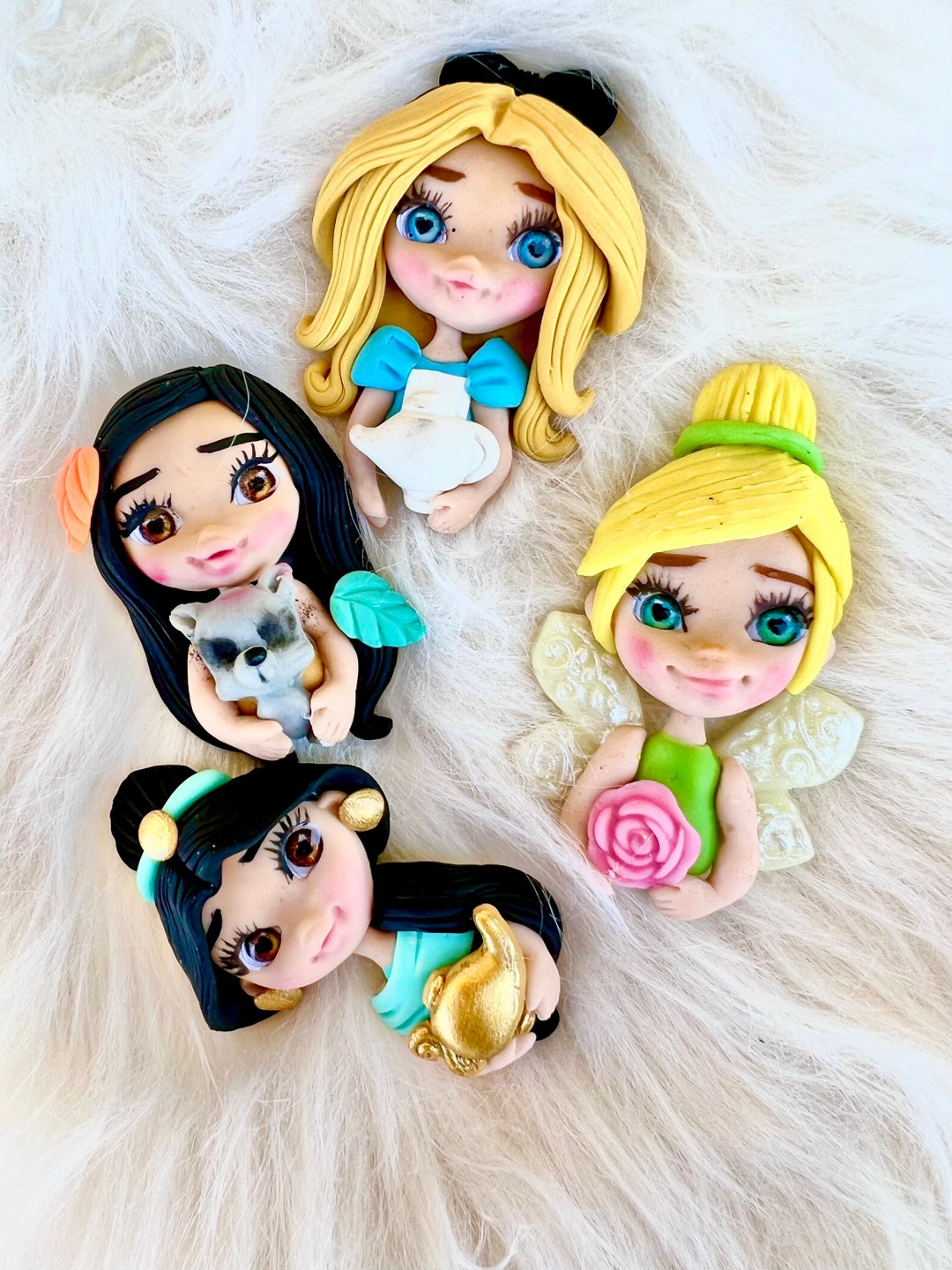 Princess Clay Dolls, Bow Center, Aplicasiones Para Monos, Pastas - Etsy