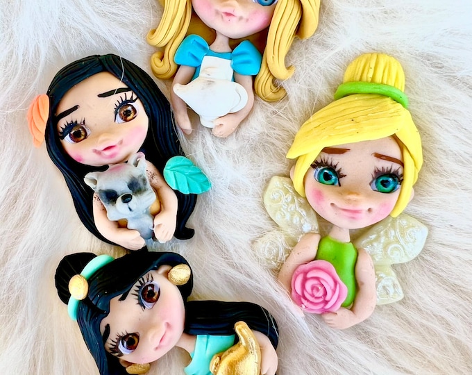 Princess Clay Dolls, Bow Center, Aplicasiones Para Monos, Pastas - Etsy