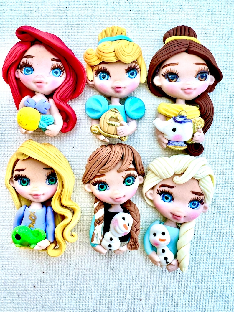 Princess Clay Dolls, Bow Center, Aplicasiones Para Monos, Pastas - Etsy