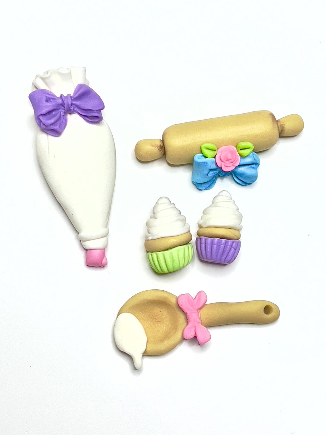Handmade Clay Pastries Tool Set: Miniature Cupcakes, Spoon, Roller - Etsy