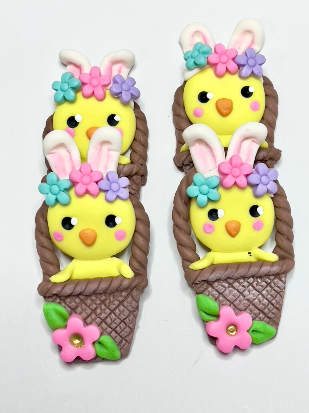 Easter Chicks Clays, Chick Bow Center, Purple Tulip Flowers, Easter ...