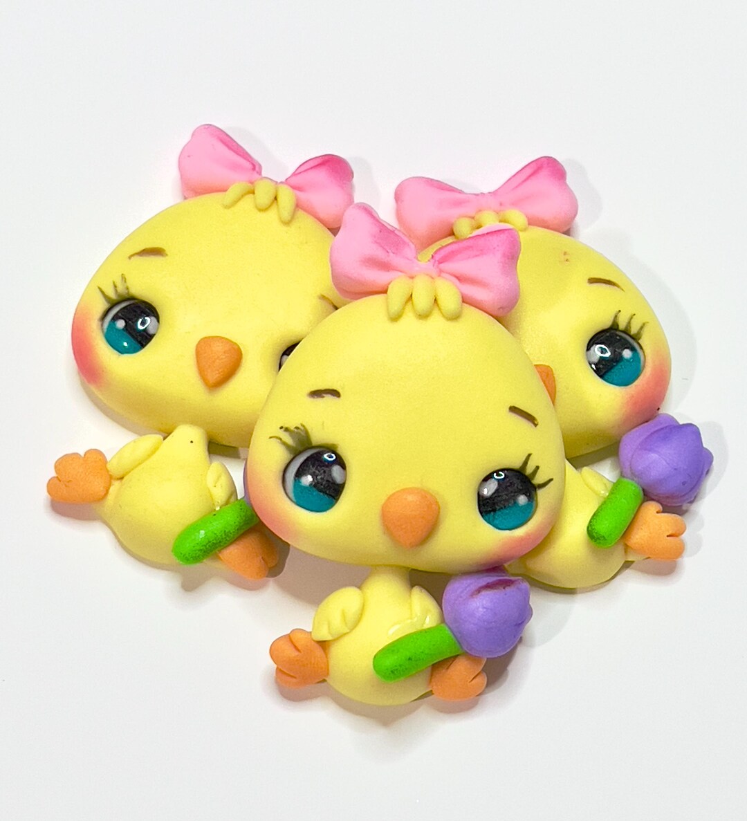 Easter Chicks Clays, Chick Bow Center, Purple Tulip Flowers, Easter ...