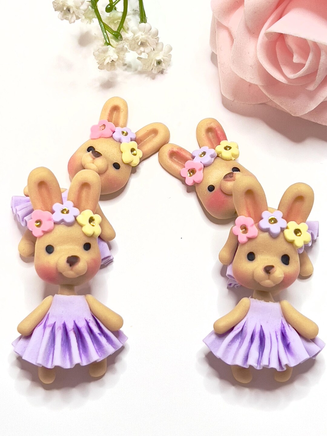 Easter Bunny Set , Easter Bunny, Easter Flowers, Easter Clay Bunny ...