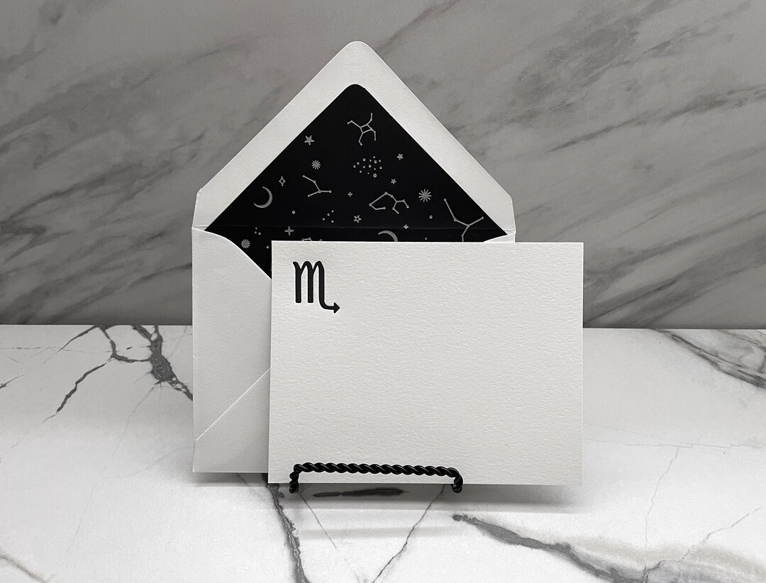 Scorpio Zodiac Sign Stationery Set, Letterpress Zodiac Cards, Zodiac ...