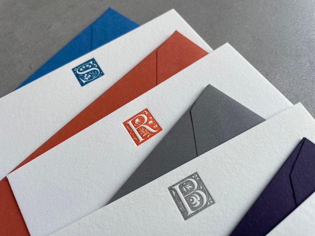 Custom Letterpress Stationery Cards, Personalized Minimalist Notecards ...