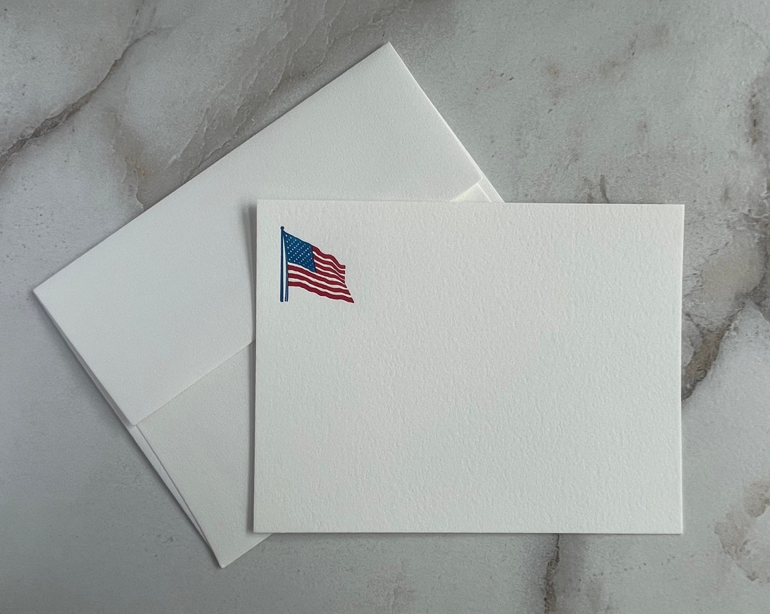 Letterpress Stationery Set, American Flag, Letterpress Note Card ...