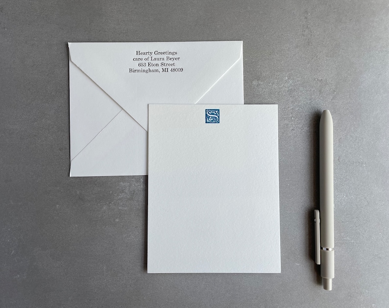 Custom Embossed Stationery Set, Letterpress Stationery With Envelope ...