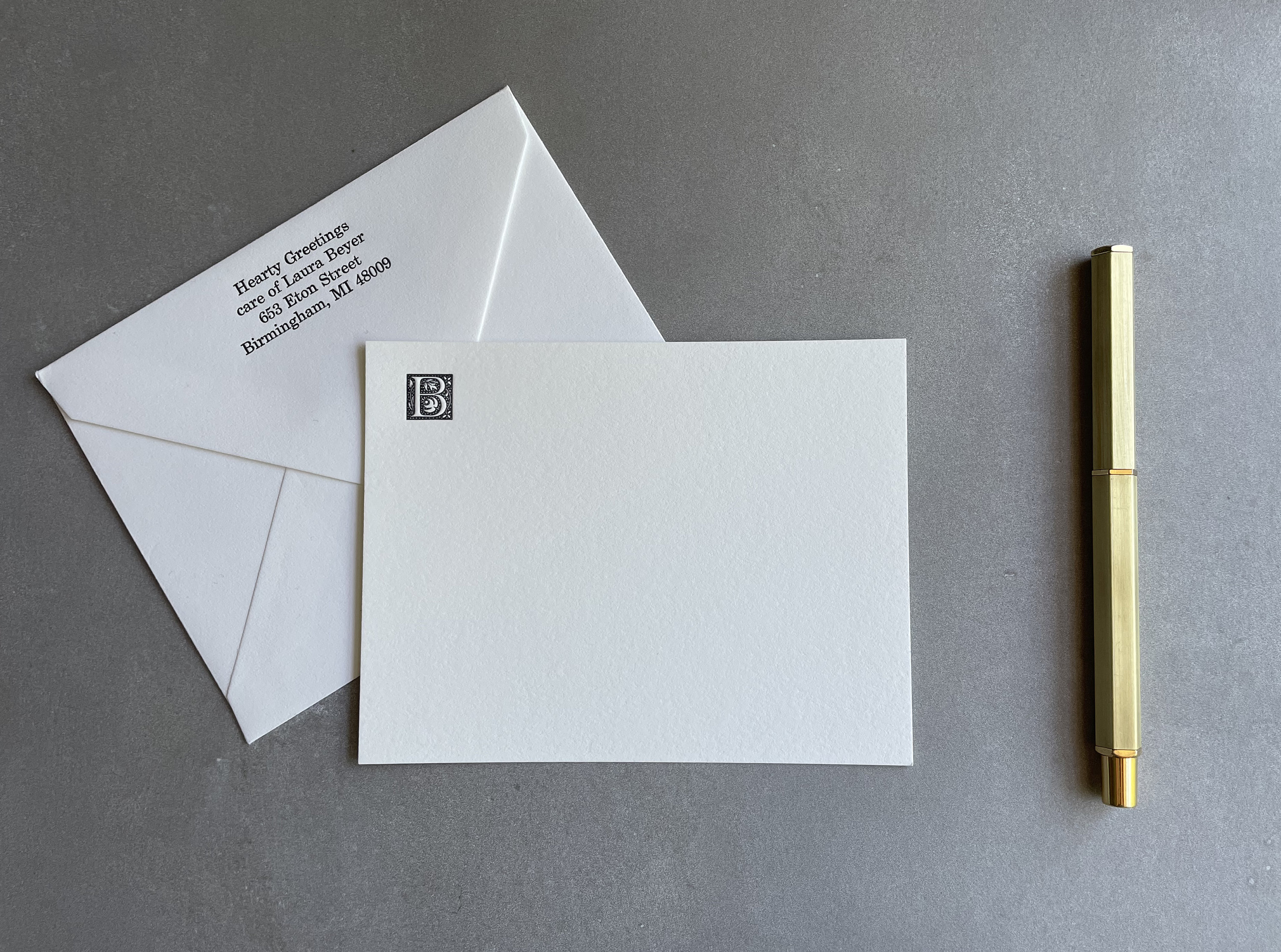Custom Embossed Stationery Set, Letterpress Stationery With Envelope ...