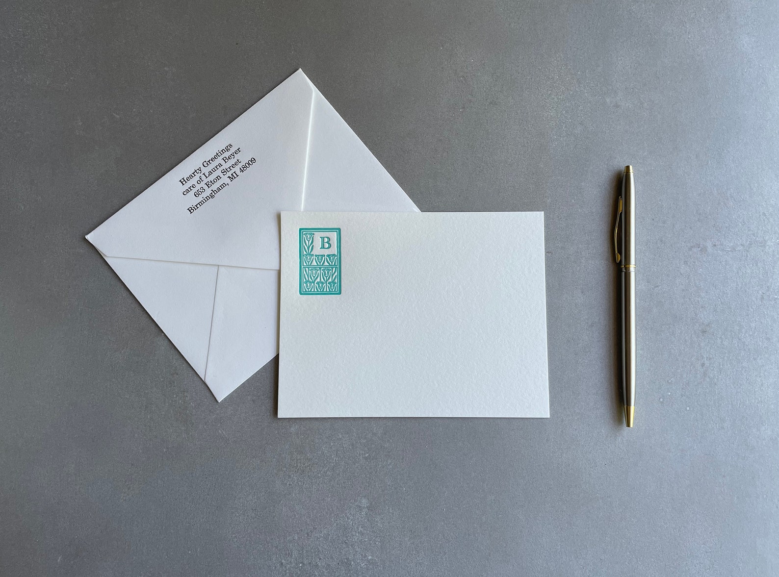 Custom Letterpress Stationery Cards, Personalized Minimalist Notecards ...
