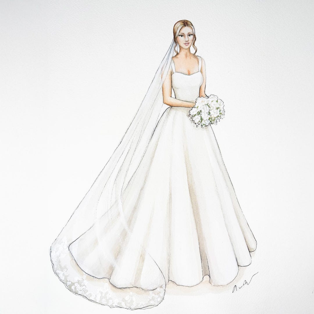 Custom Bridal Illustration, Wedding Gift, Custom Fashion Illustration ...