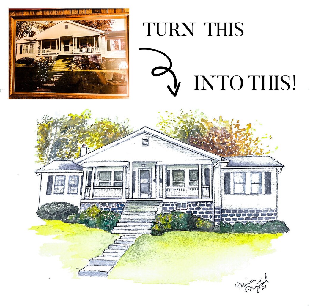 Custom Home Illustration, Housewarming Gift, Custom House Illustration ...