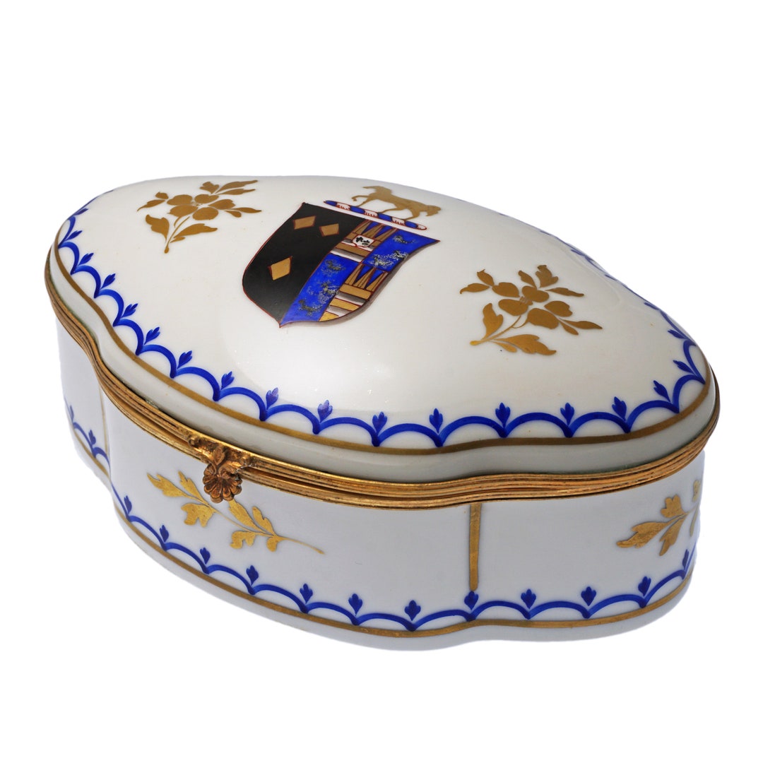 Armorial Dresser Box Coat of Arms Vanity Box Bronze Mount Large Trinket ...