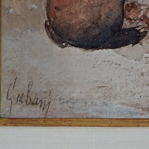 Antique Watercolor Painting Barn Signed Gabani Listed Artist - 19th ...