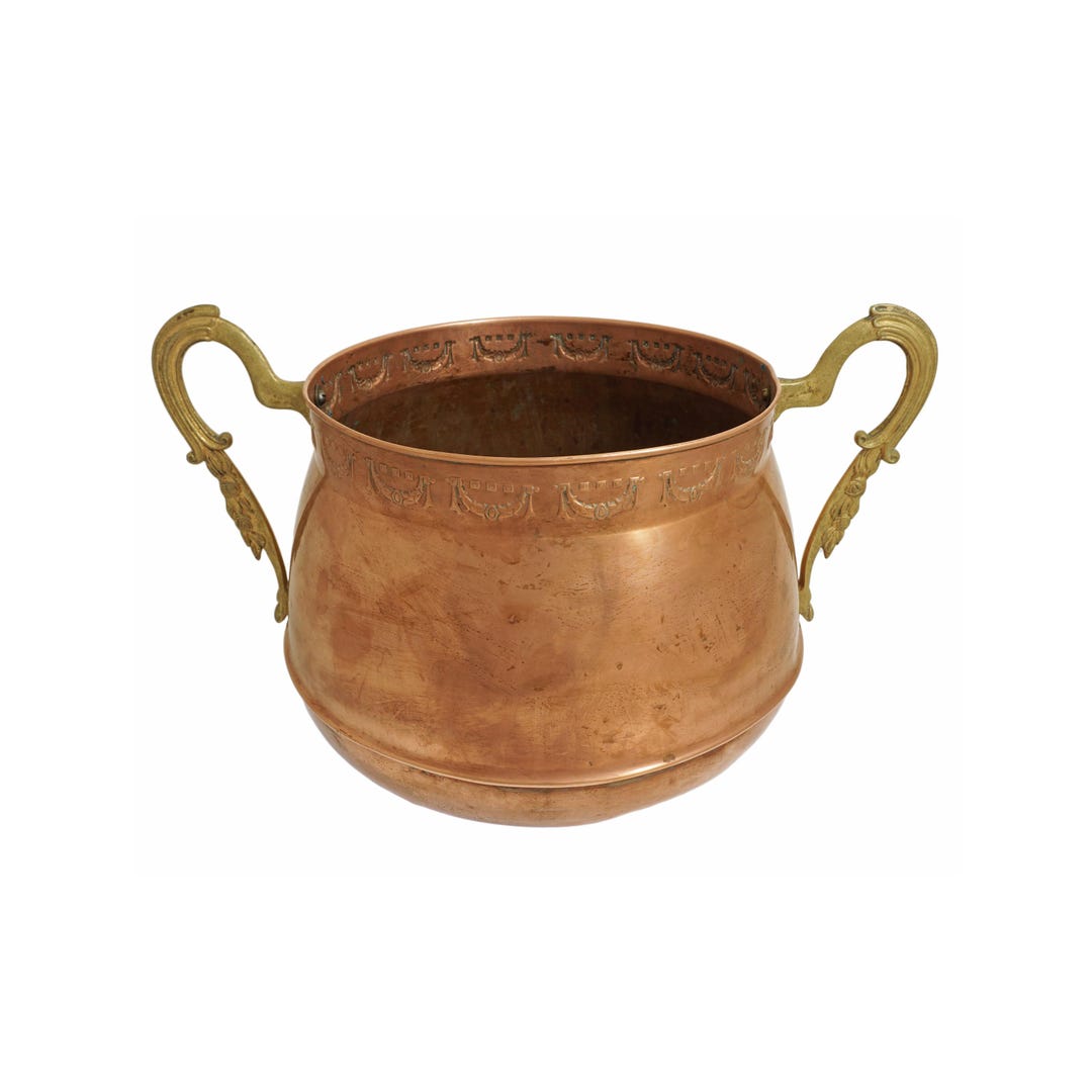 Jugendstil Copper & Brass Mixed Metal Pot Brass Handles Signed Numbered ...
